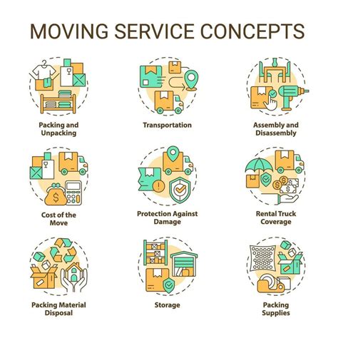 2d Editable Colorful Thin Line Icons Set Representing Moving Service
