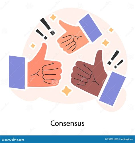 Multiple Thumbs Up Unite Collective Consensus Or Agreement Stock Illustration Illustration Of