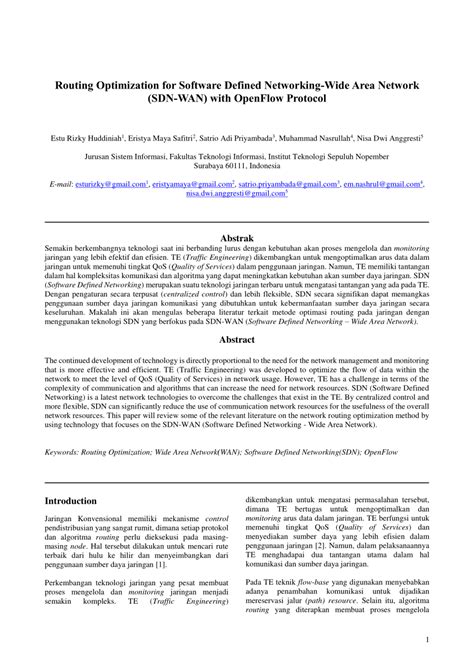 Pdf Routing Optimization For Software Defined Networking Wide Area Network Sdn Wan With