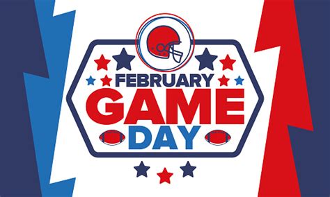 게임 데이 미식 축구 플레이 오프 미국에서 슈퍼 파티 정규 시즌 마지막 경기 프로 팀 챔피언십 미식 축구에 대한 공 스포츠 포스터 벡터 일러스트레이션 2월에 대한 스톡 벡터