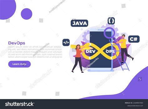 Devops Concept Development Operations Scene Template Stock Vector