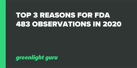 Top 3 Reasons For Fda 483 Observations In 2020