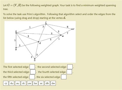 Let G Ve Be The Following Weighted Graph Your Task Is To Find Minimum