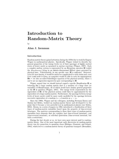 introduction to random matrix theory pdf eigenvalues and