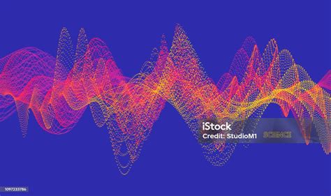 소리의 파도입니다 동적 효과입니다 입자와 벡터 일러스트입니다 3 차원 격자 표면입니다 파도 패턴에 대한 스톡 벡터 아트 및 기타 이미지 Istock