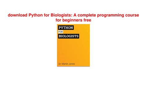 Ppt Download Python For Biologists A Complete Programming Course For