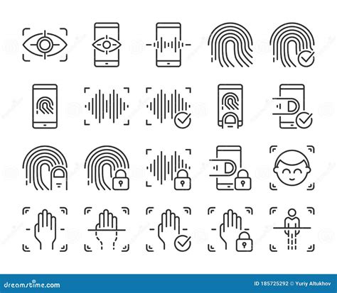 Biometric Icons Biometric Verification And Identification Line Icon