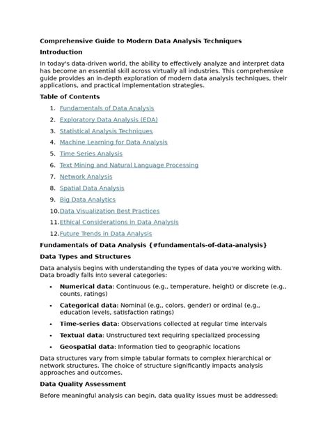 Comprehensive Guide To Modern Data Analysis Techniques Pdf Data
