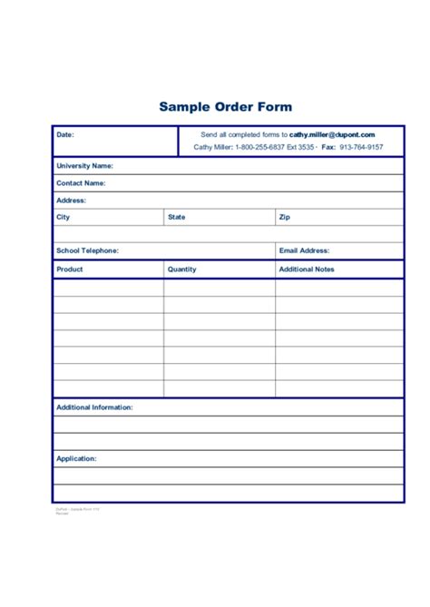 Fillable Sample Order Form Printable Pdf Download
