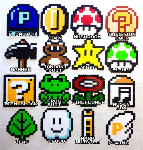 Super Mario 3 Retro Video Game Art Perler Bead 8 Bit Pixel Sprites