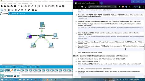 9312 Packet Tracer Simulation Exploration Of Tcp And Udp Communication Youtube