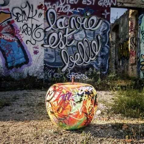 Sculpture Apple With Graffiti Diameter 59 Cm