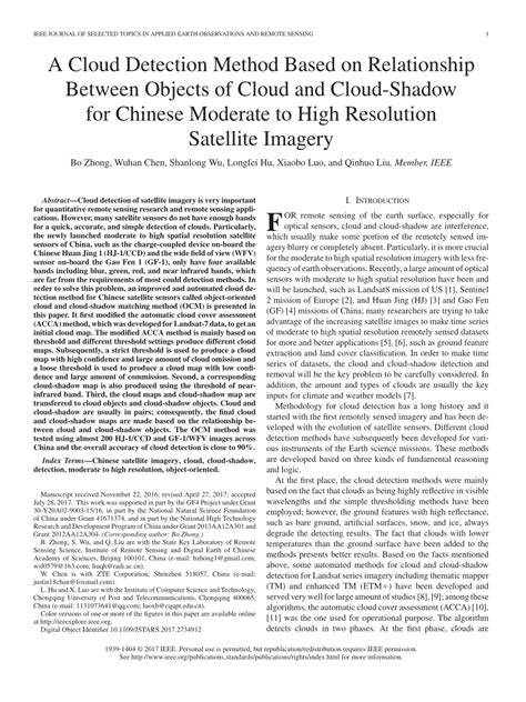 Pdf A Cloud Detection Method Based On Relationship Between Objects Of Cloud And Cloud Shadow
