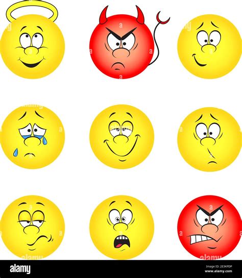 Vector Illustration Set Of Cool Smile Balls All Elements Are Grouped