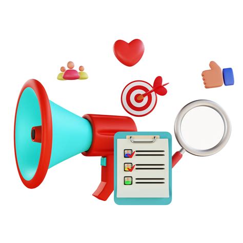 3d Render Digital Marketing With Megaphone And Checklist 11665534 Png