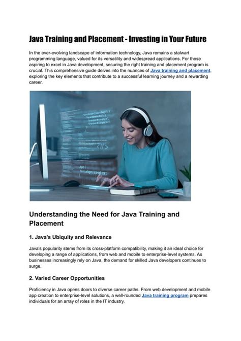 Java Training With Placement Java Online Training Pdf Web Development Internet