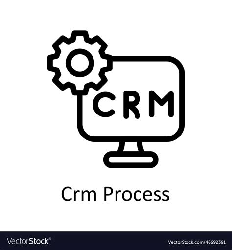 Crm Process Outline Icons Simple Stock Ill Vector Image