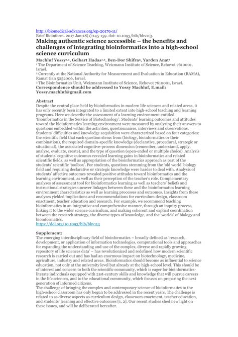 Pdf Making Authentic Science Accessible The Benefits And Challenges Of Integrating