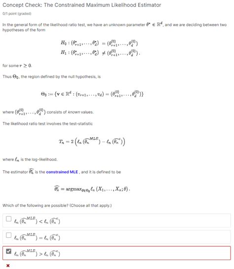 Solved Concept Check The Constrained Maximum Likelihood