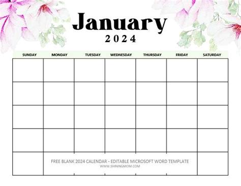 2024 Printable Calendar Template Word Search Calendar 2024 Pdf