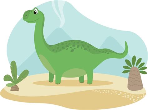 귀여운 브라키오사우루스 공 캐릭터 프리미엄 벡터