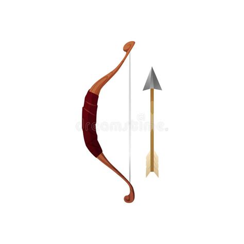 Bow With Arrow Vector Illustration Archery Or Hunter Tool For Role