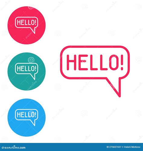 Pop Art Line Hello In Different Languages Icon Isolated On Color Background Speech Bubbles