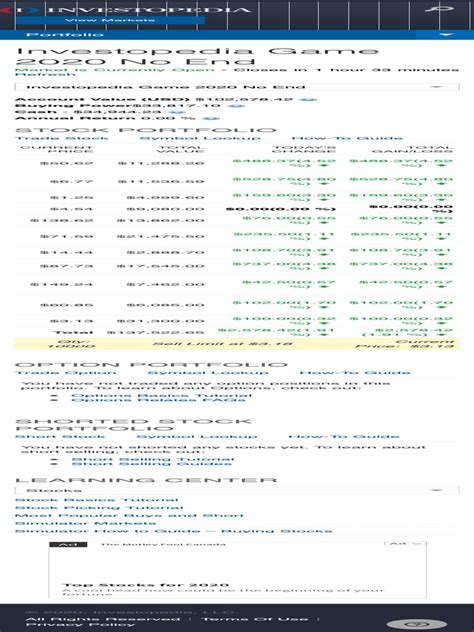 Investopedia Stock Simulator Investopedia Stock Simulator Portfolio