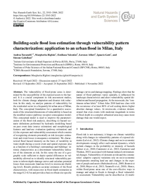 Pdf Building Scale Flood Loss Estimation Through Vulnerability Pattern Characterization