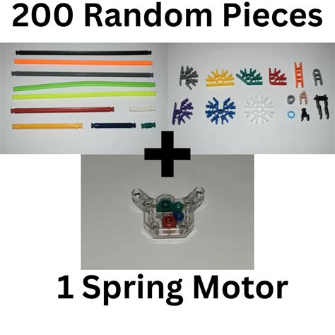 200 Knex 1 Spring Motor And 4 Wheels Rods And Connectors Mixed Bulk Part