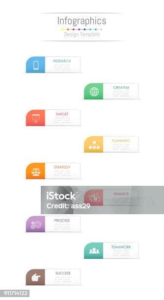 Infographic 9 옵션 부품 단계 일정 또는 프로세스와 비즈니스 데이터에 대 한 디자인 요소입니다 벡터 일러스트입니다 0명에 대한 스톡 벡터 아트 및 기타 이미지