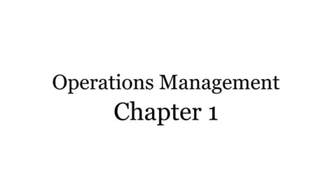 Introduction Operations Management Tutorial 1 Pptx