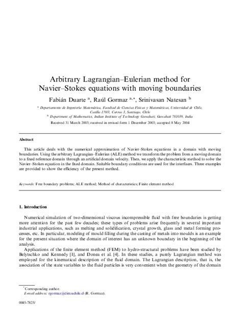 Pdf Arbitrary Lagrangianeulerian Method For Navierstokes Equations With Moving Boundaries
