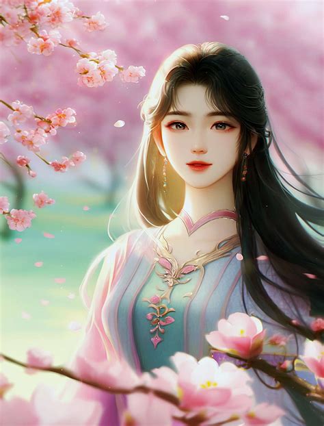 二次元 桃花美女 全部作品 Ai绘画 素材集市