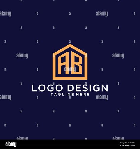 Initial Ab Logo With Abstract Home Shape Modern Minimalist Realty Logo Design Ideas Vector