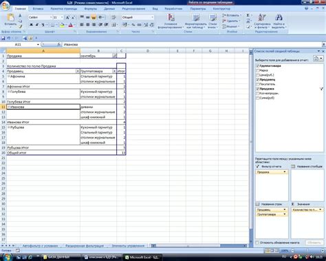 Сотрудники Excel