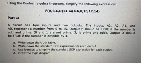 Solved Using The Boolean Algebra Theorems Simplify The