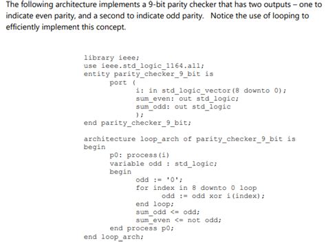 Solved Write A Test Bench For The 9 Bit Parity Checker The