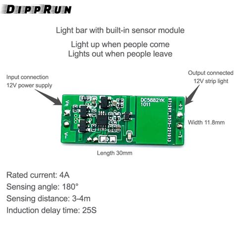 DIPPRUN DC V PIR Sensor LED Motion Sensor Switch Body Infrared Sensing Controller For LED Auto