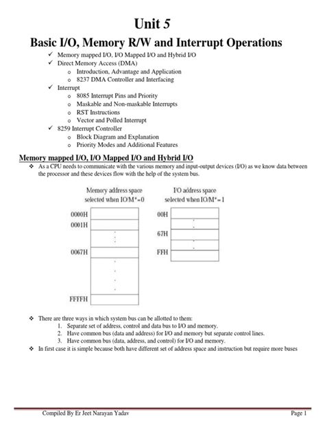 Basic Io Memory Rw And Interrupt Operations Pdf Inputoutput Central Processing Unit