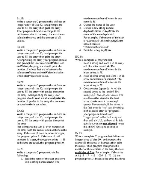 Ex19 Ex29 C Programming Ex 19 Write A Complete C Program That