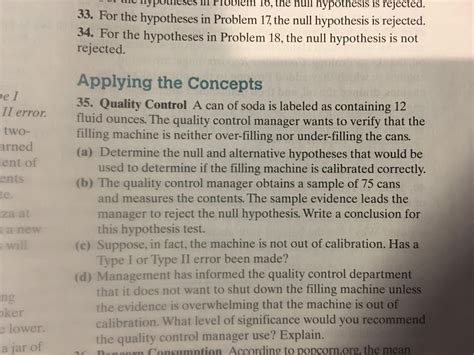 Solved For The Hypotheses In Problem 17 The Null Hypothesis