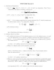 STAT2006 Tutorial 5 Pdf STAT 2006 Tutorial 5 1 T Distribution F Distribution Let T Z