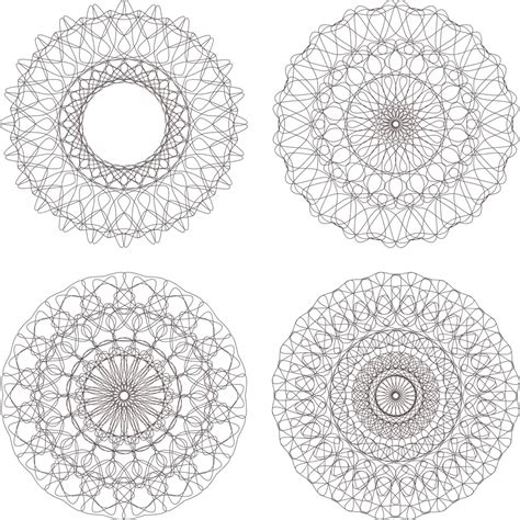Set Of Vector Guilloche Rosettes Center Voucher Isolated Vector Center Voucher Isolated Png