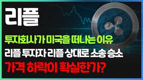 투자회사가 미국을 떠나는 이유 리플 투자자 리플 상대로 소송 승소 가격하락이 확실한가 Youtube