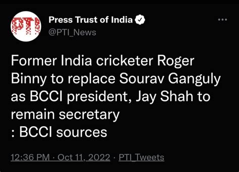 Roger Binny Set To Become Bcci President By Replacing Sourav Ganguly