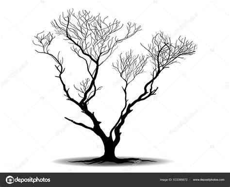 Black Branch Tree Naked Trees Silhouettes Hand Drawn Isolated Illustrations Stock Vector By
