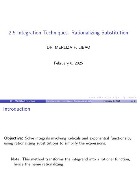 Rationalizing Substitution Pdf Square Root Integral