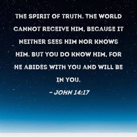 John 1417 The Spirit Of Truth The World Cannot Receive Him Because