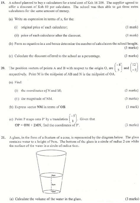 Kcsepaper 2009 Kcse Mathematics Paper 1